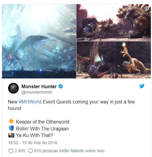 Monster Hunter: World ganhará novas missões - Combo Infinito